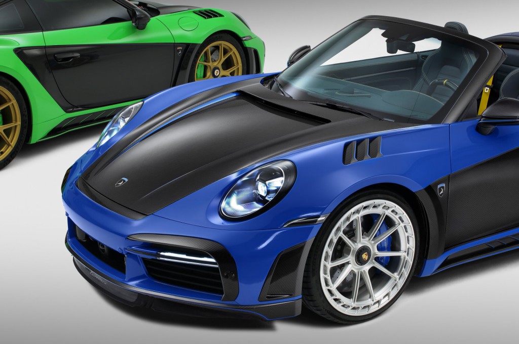 Blue Turbo S Cabrio & Green Turbo S Coupe with Stinger GTR 3.0 packages ...